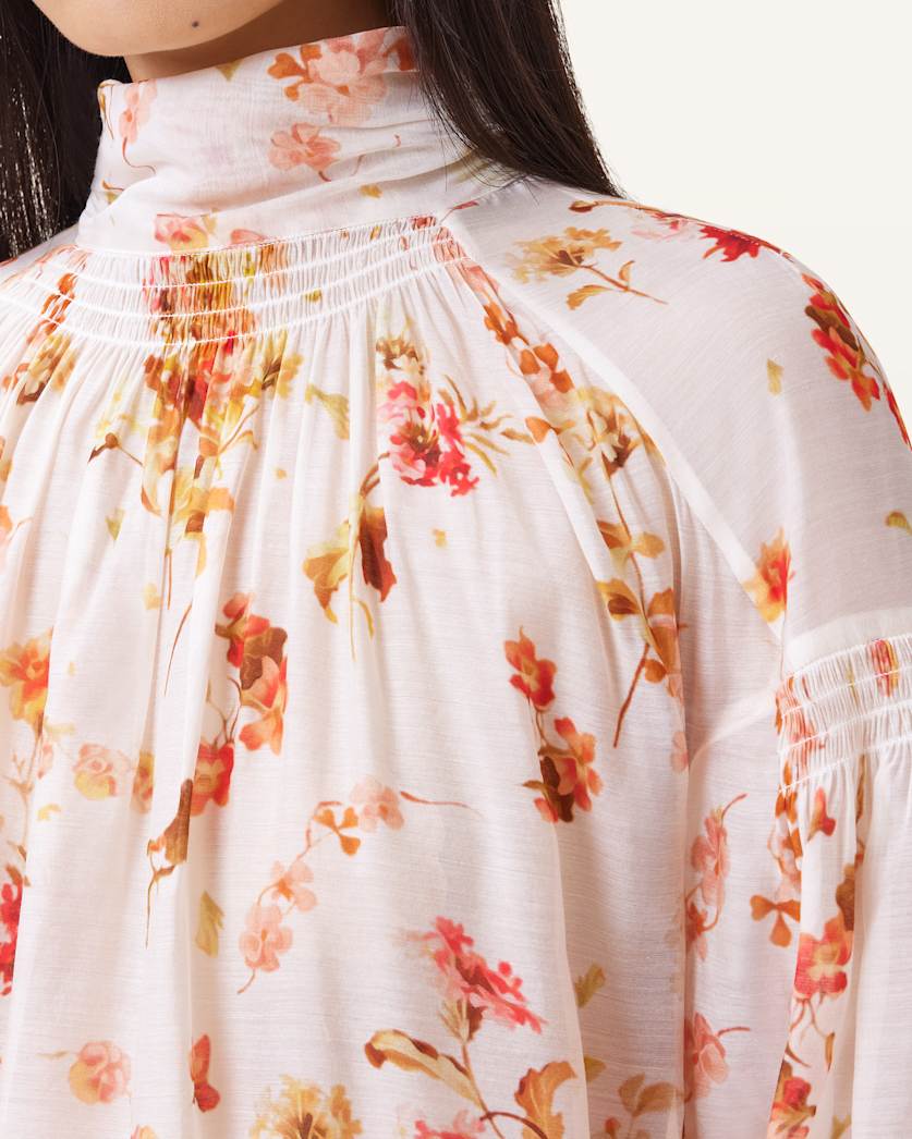 Pearla High Neck Floral Print Top ARMADA WHITE | ALLSAINTS